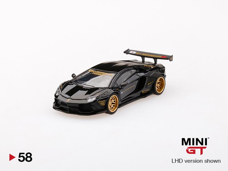 MINI GT 1/64 #58 LB WORKS LAMBORGHINI AVENTADOR BLACK (RHD)