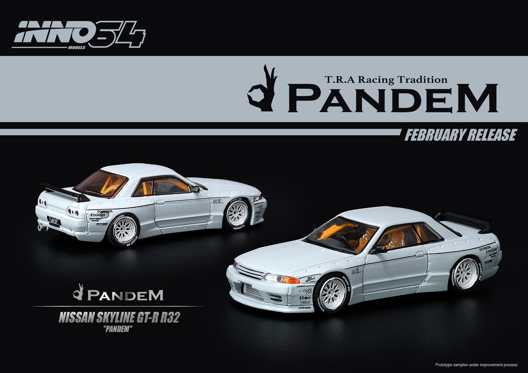INNO MODELS INNO64 1/64 NISSAN SKYLINE GT-R R32 PANDEM MATT GREY