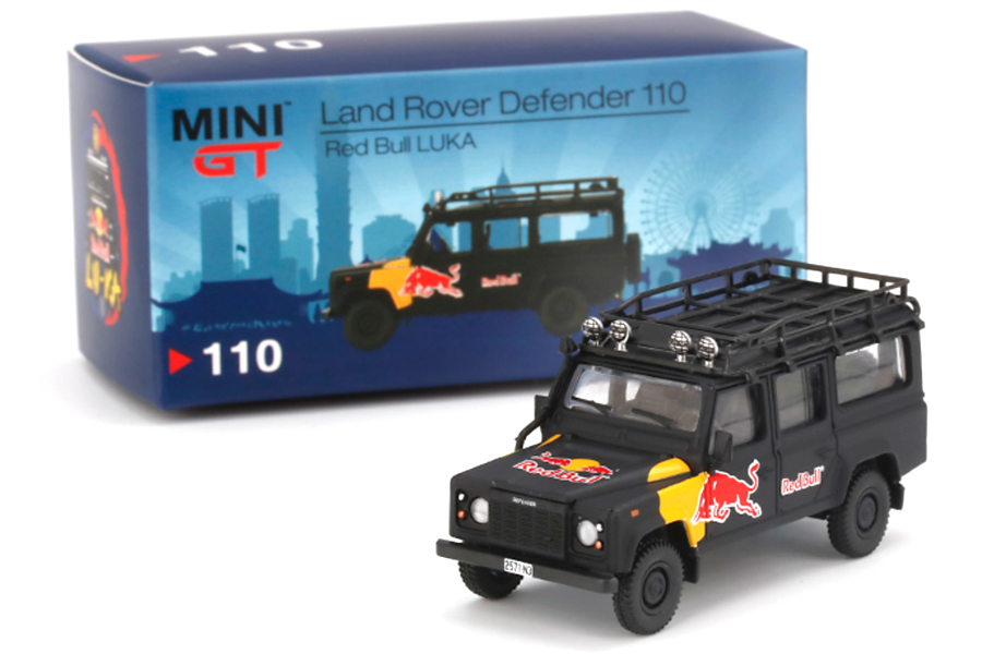 MINI GT #110 1/64 LAND ROVER DEFENDER 110 RED BULL LUKA