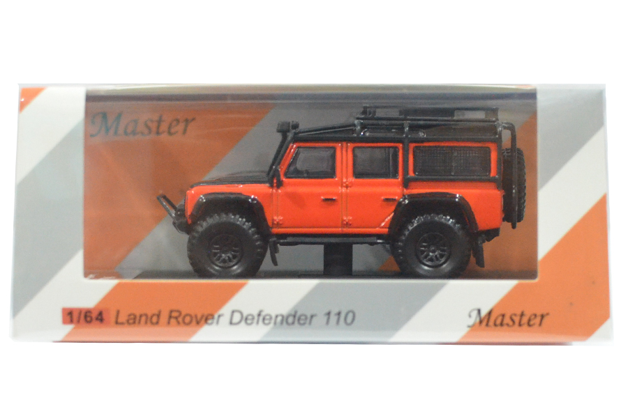 MASTER MODEL 1/64 LAND ROVER DEFENDER 110 ORANGE WITH ACCESSORIES