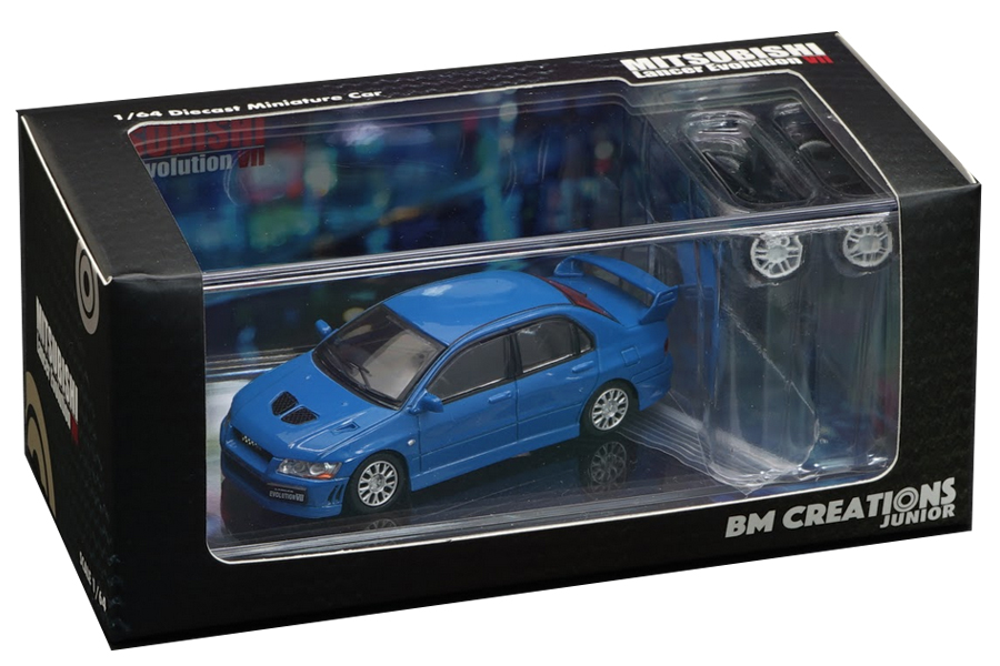 BM CREATIONS 1/64 MITSUBISHI LANCER EVO VII BLUE (RHD)