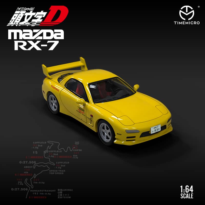 TIME MICRO INITIAL D 1/64 MAZDA RX7 FD3S YELLOW