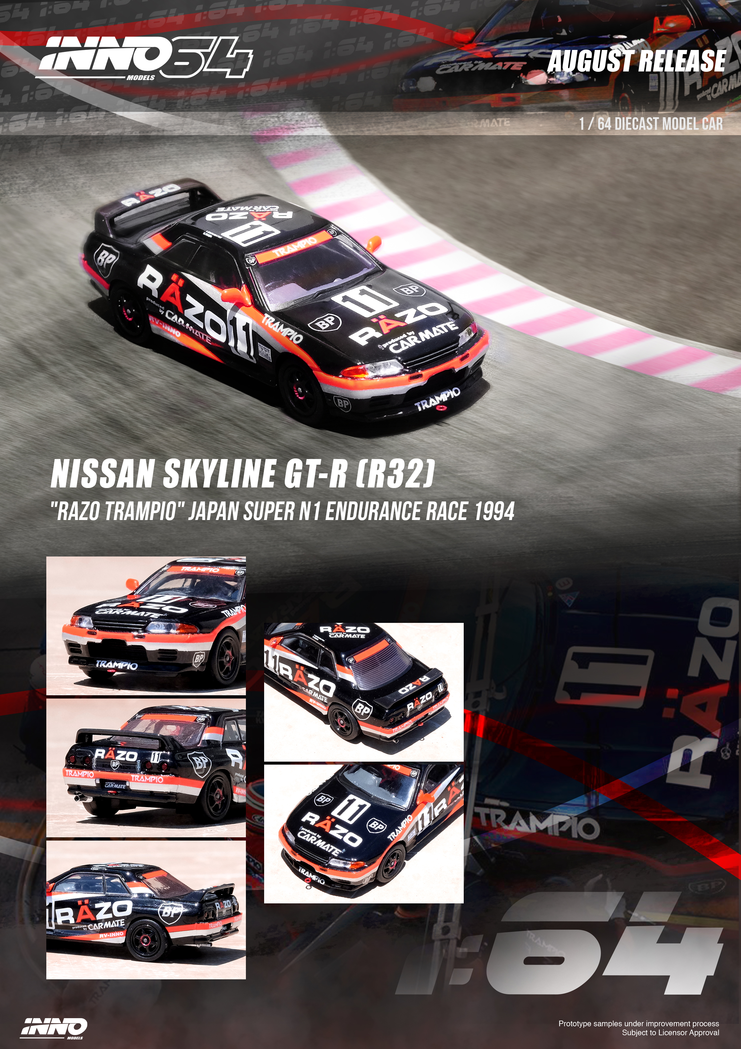 INNO MODELS INNO64 1/64 NISSAN SKYLINE GT-R R32 #11 RAZO TRAMPIO JAPAN ...