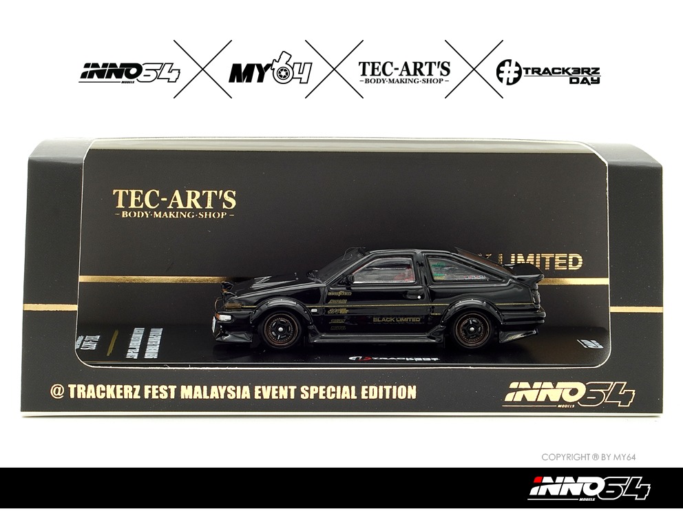 INNO MODELS INNO64 1/64 TOYOTA SPRINTER TRUENO AE86 TEC-ART'S BLACK ...