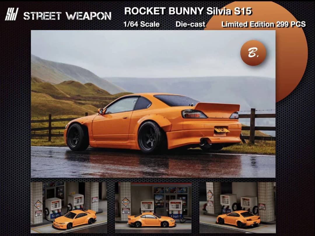 STREETWEAPON 1/64 NISSAN SILVIA S15 ROCKET BUNNY YELLOW